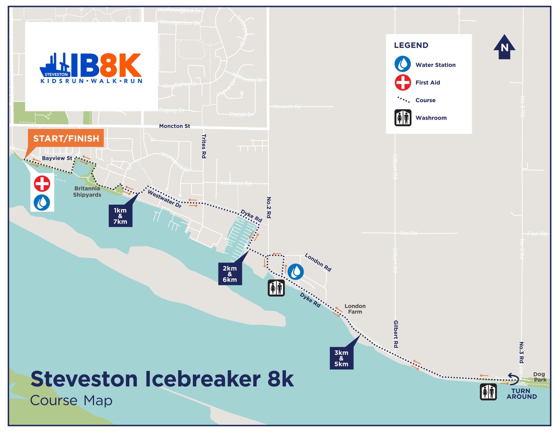 Course Map – Steveston Icebreaker 8K and New Balance 1K